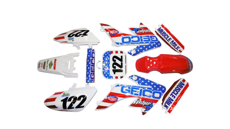 Plastics & Graphics Kit – CRF50 GEICO – Stomp Parts