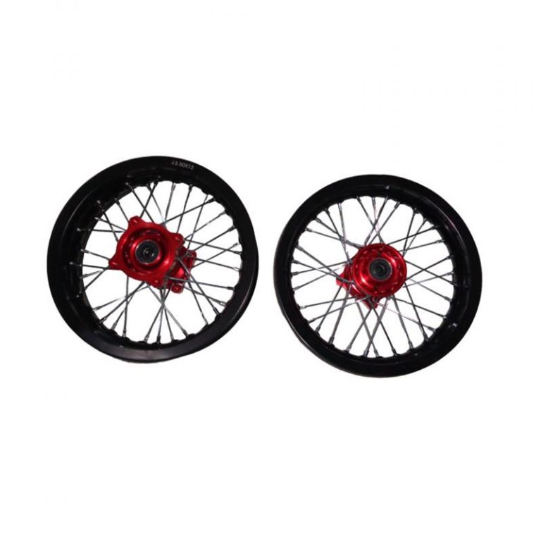 12′ Spoked Rims – Red Hub – Stomp Parts