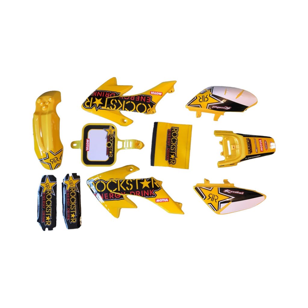 Plastics & Graphics Kit – CRF50 Rockstar Yellow – Stomp Parts